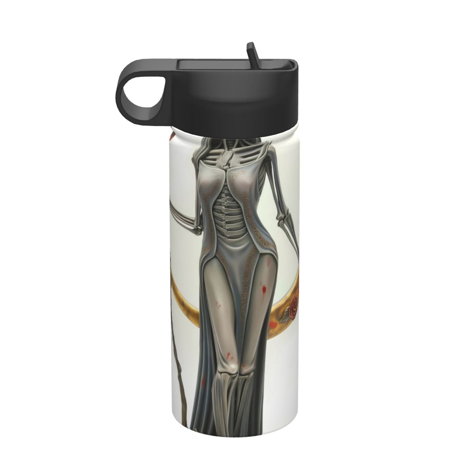 Sikiie Gothic Skeleton With Roses Print 18OZ Insulated Straw Cup ...