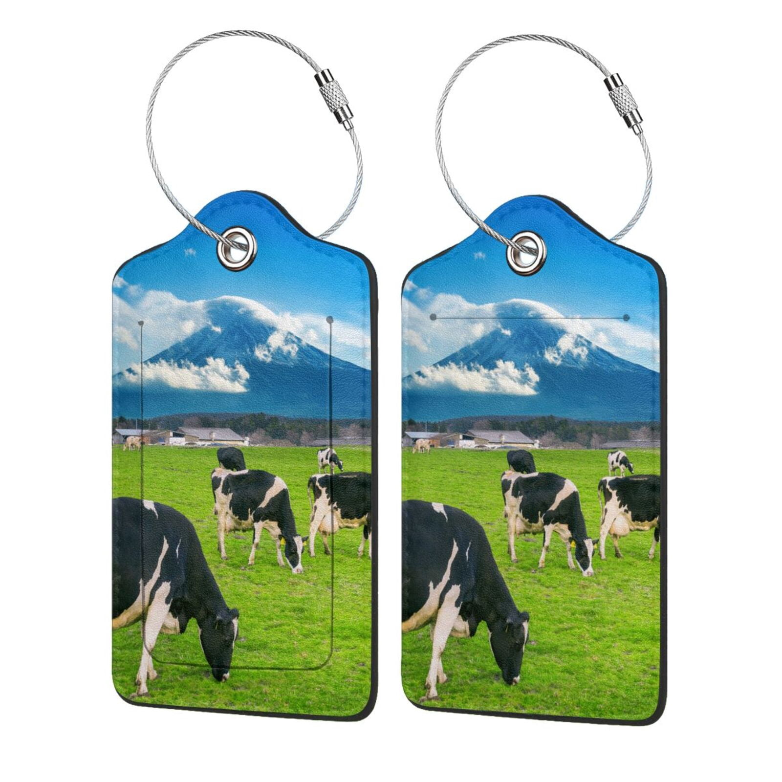 Sikiie Grazing Cows Mountain View Luggage Tag for Suitcase Leather ...