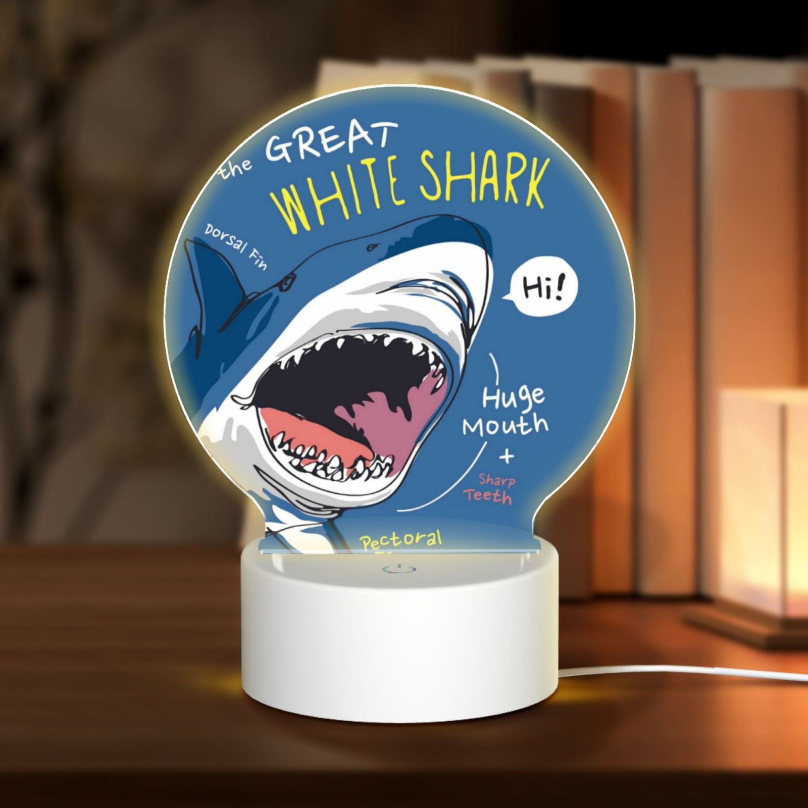 Sikiie Great White Shark Acrylic Night Light Gift Custom Acrylic Night ...