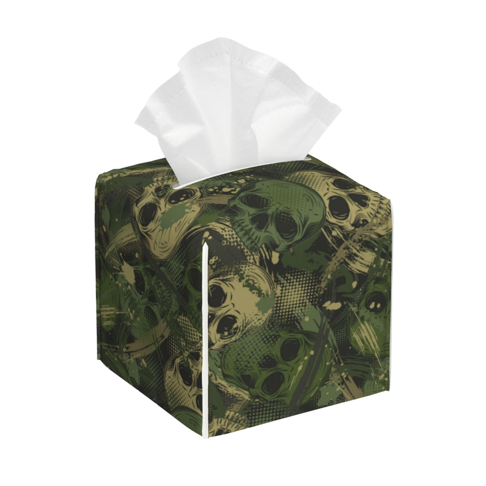 Sikiie Green Camouflage Skull Leather Tissue Box Cover Square, tissue ...
