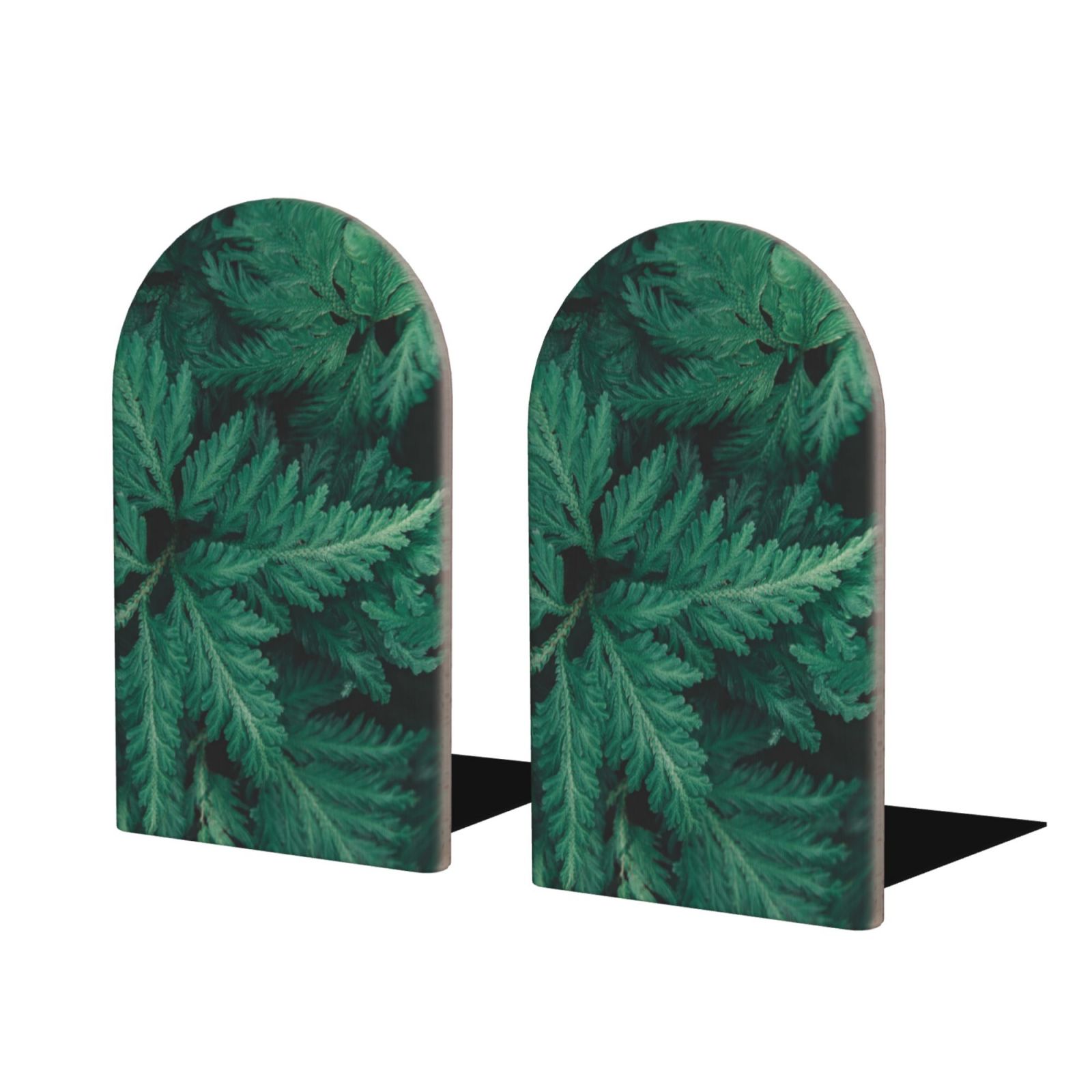 Sikiie Green Leave Fern Bookends 1 Pair, Wood Bookends for Shelves ...