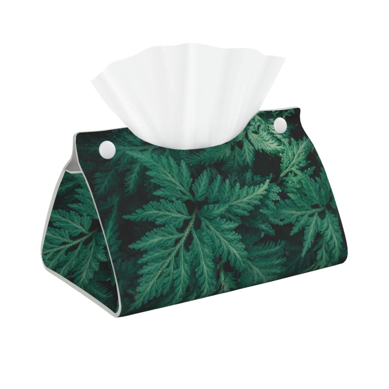 Sikiie Green Leave Fern Leather Tissue Box Cover Rectangle, Long Tissue ...