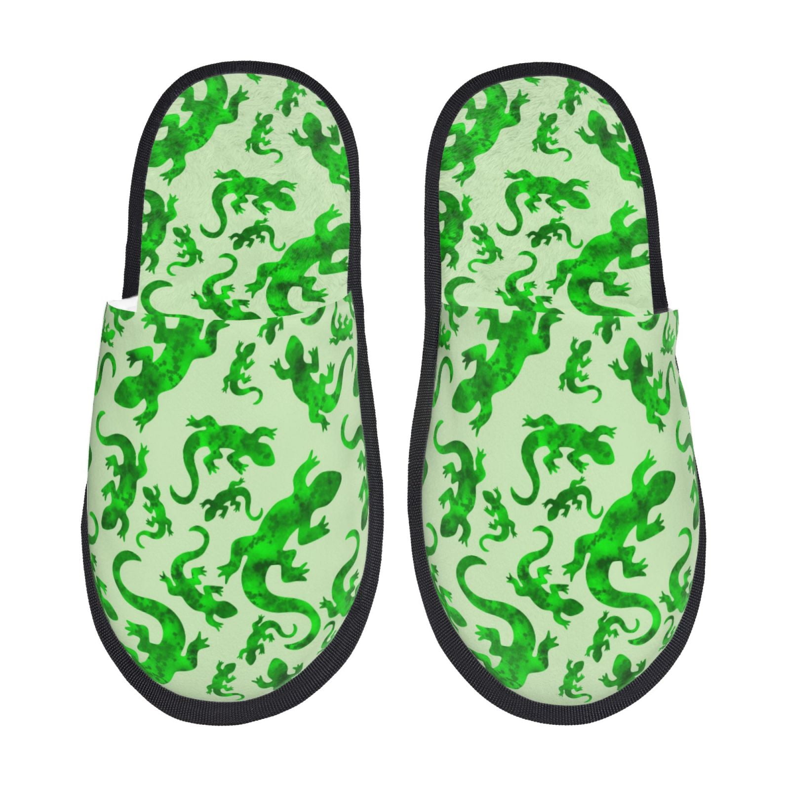 Sikiie Green Lizard Fuzzy Slip-on Slippers Warm Cozy Soft Lightweight ...