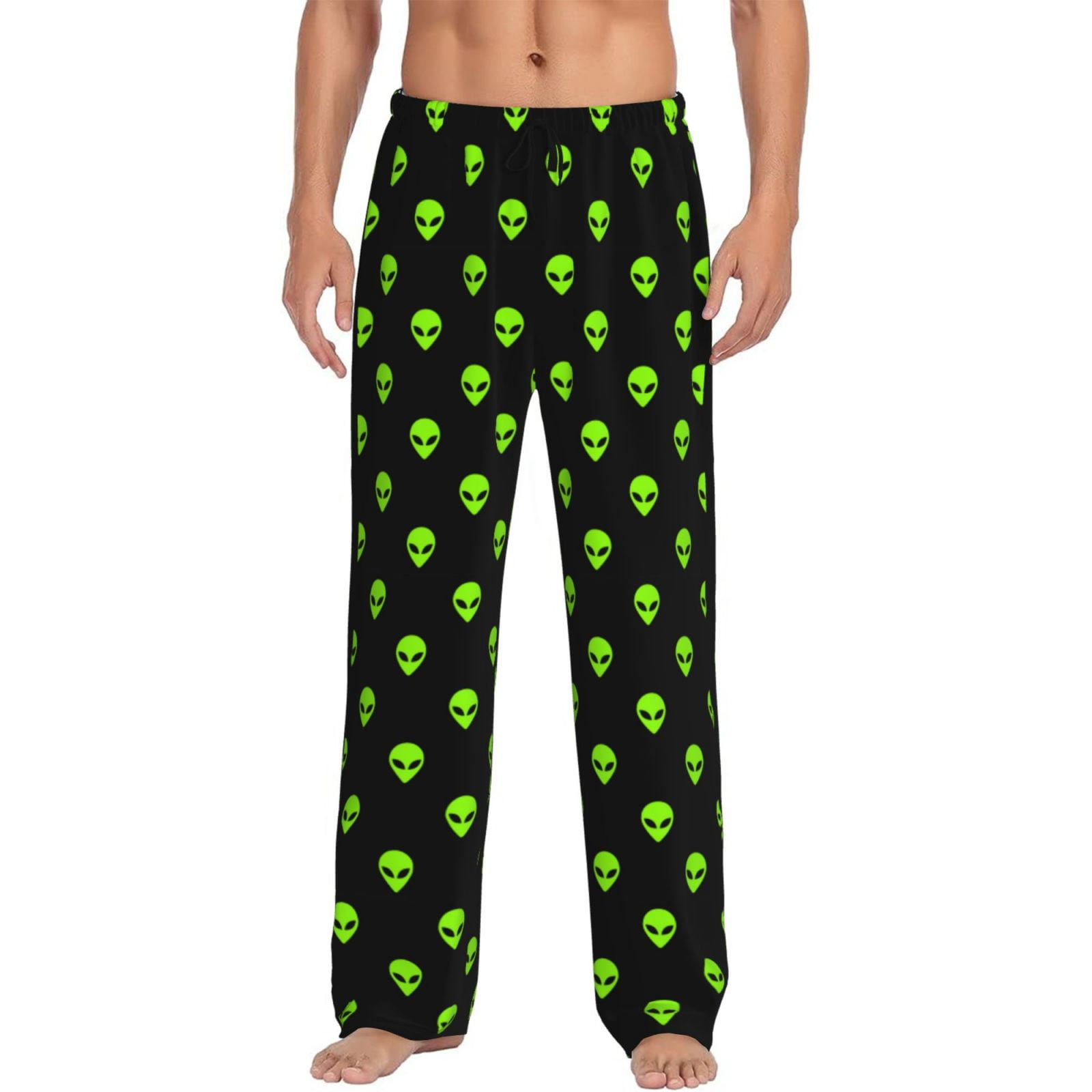 Sikiie Green Monster Print Pajama Pants Men, PJ Bottoms, Sleep & Lounge ...