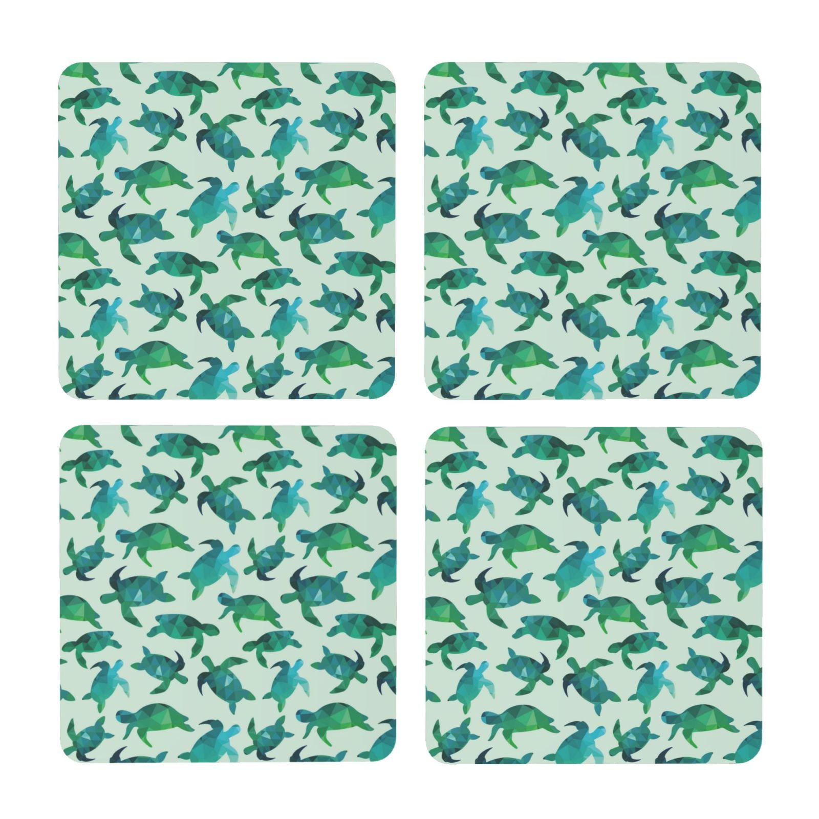 Sikiie Green Sea Turtle MDF Cork Coaster 4 Pcs - Absorbent Beverage ...