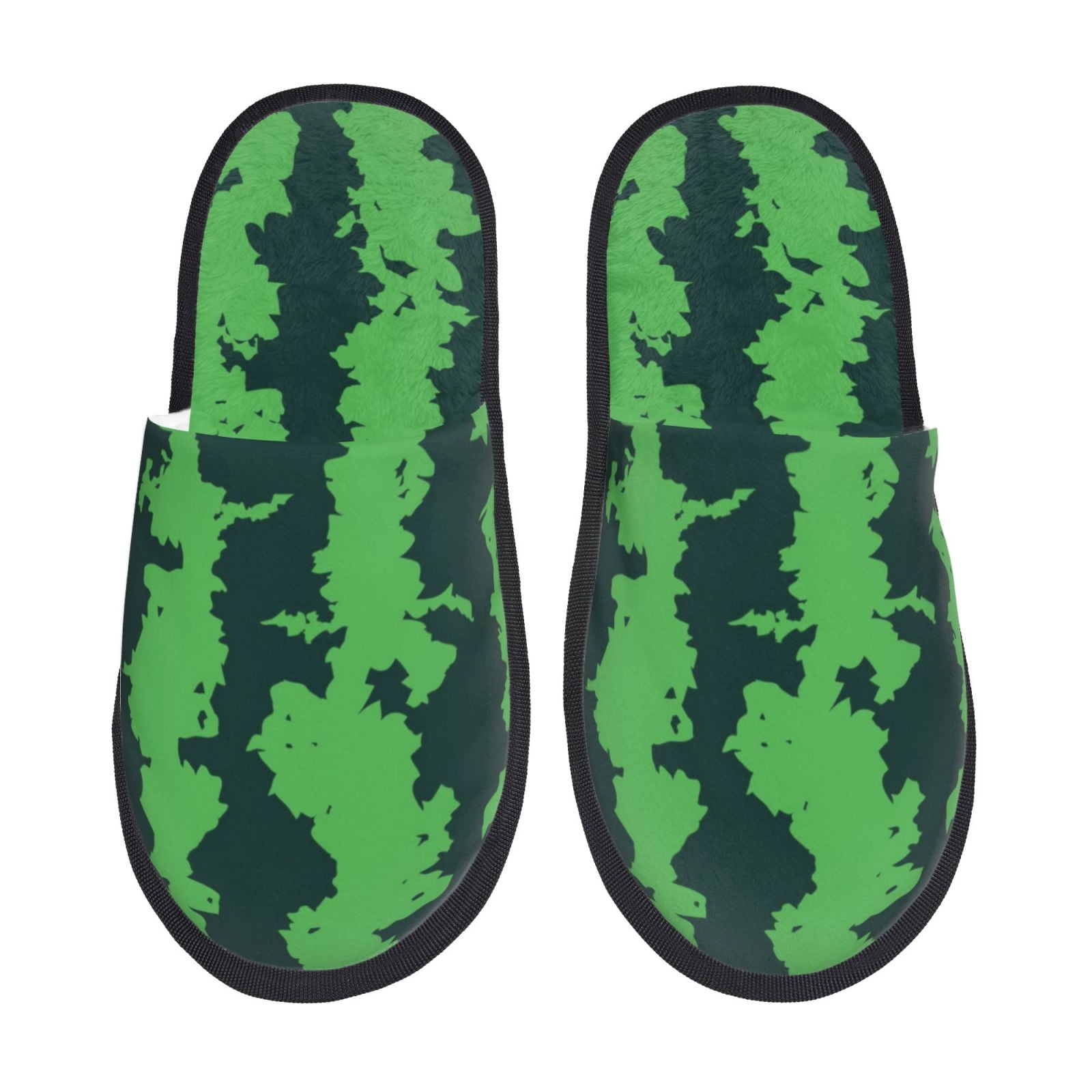 Sikiie Green Stripes Of Watermelon Fuzzy Slip-on Slippers Warm Cozy ...