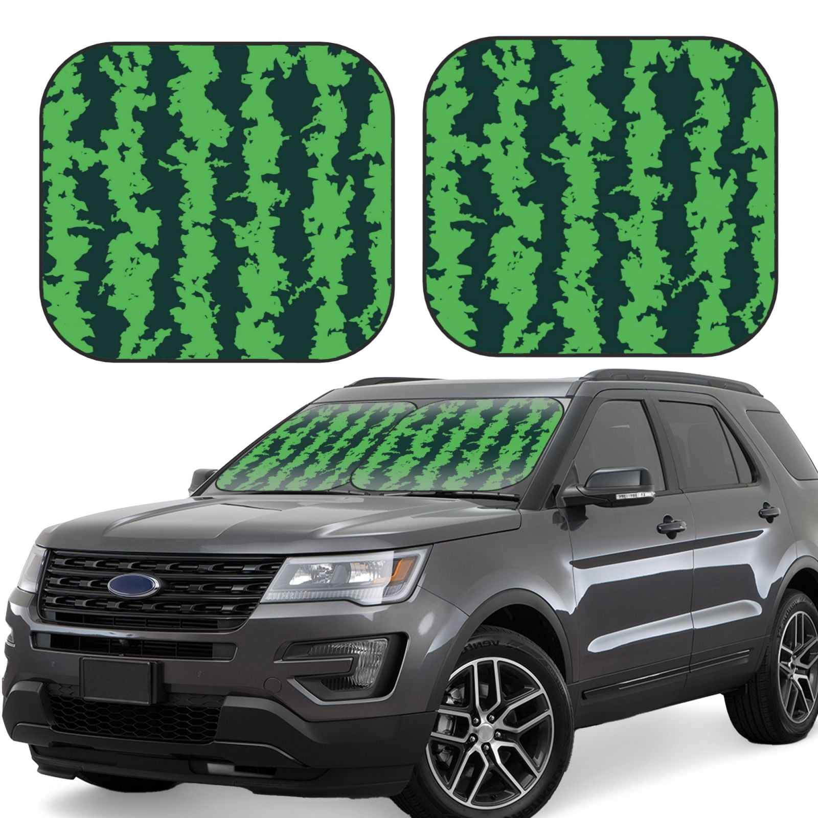 Sikiie Green Stripes Of Watermelon Print Foldable Car Windshield Sun ...