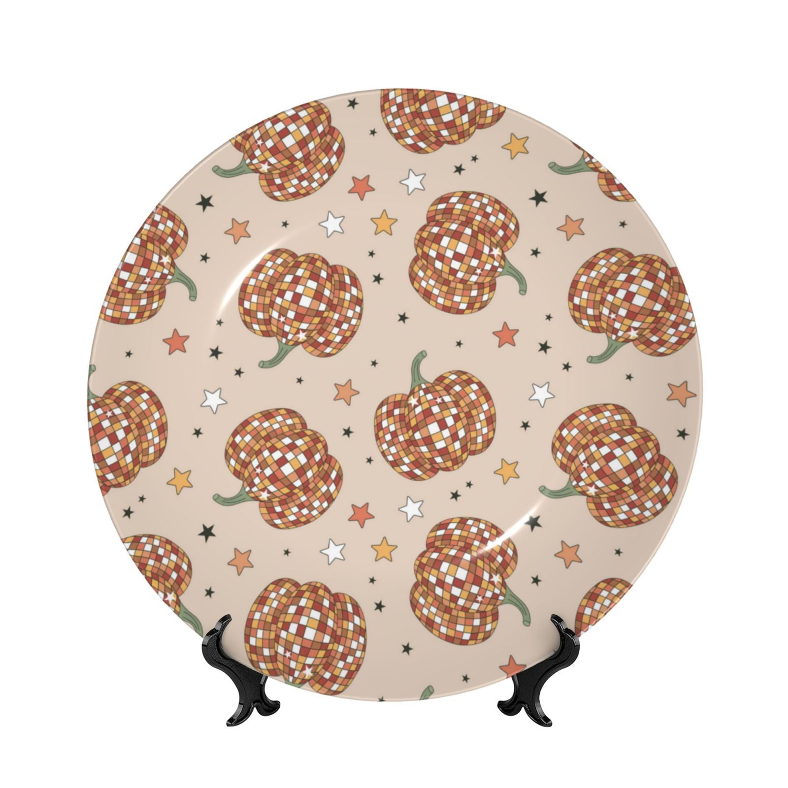 Sikiie Groovy Disco Pumpkin Bone China Decorative Plate Personality Ceramic Dinner Plate Crafts ...