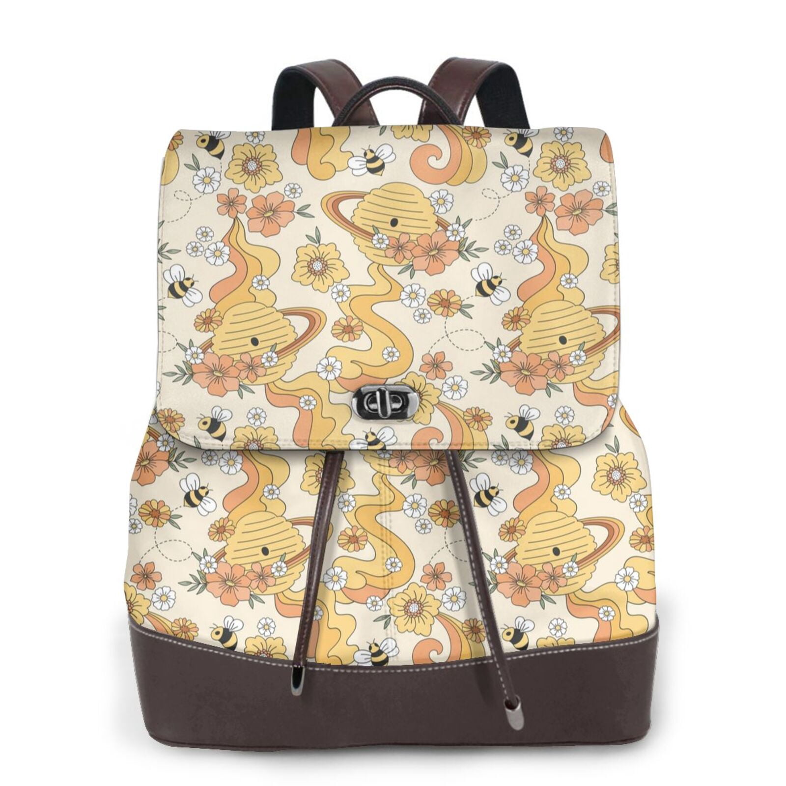 Sikiie Groovy Floral Women Genuine Leather Backpack Fashion Rucksack ...