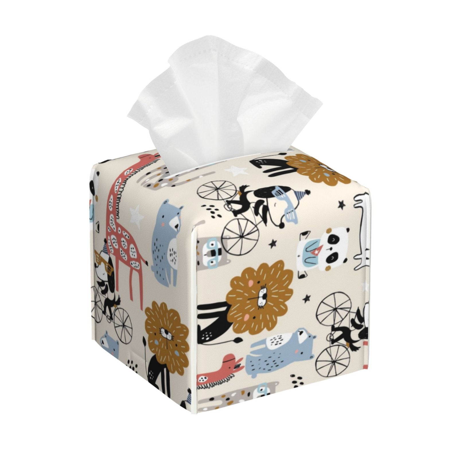 Sikiie Hand Drawn Animals Leather Tissue Box Cover Square, tissue box ...