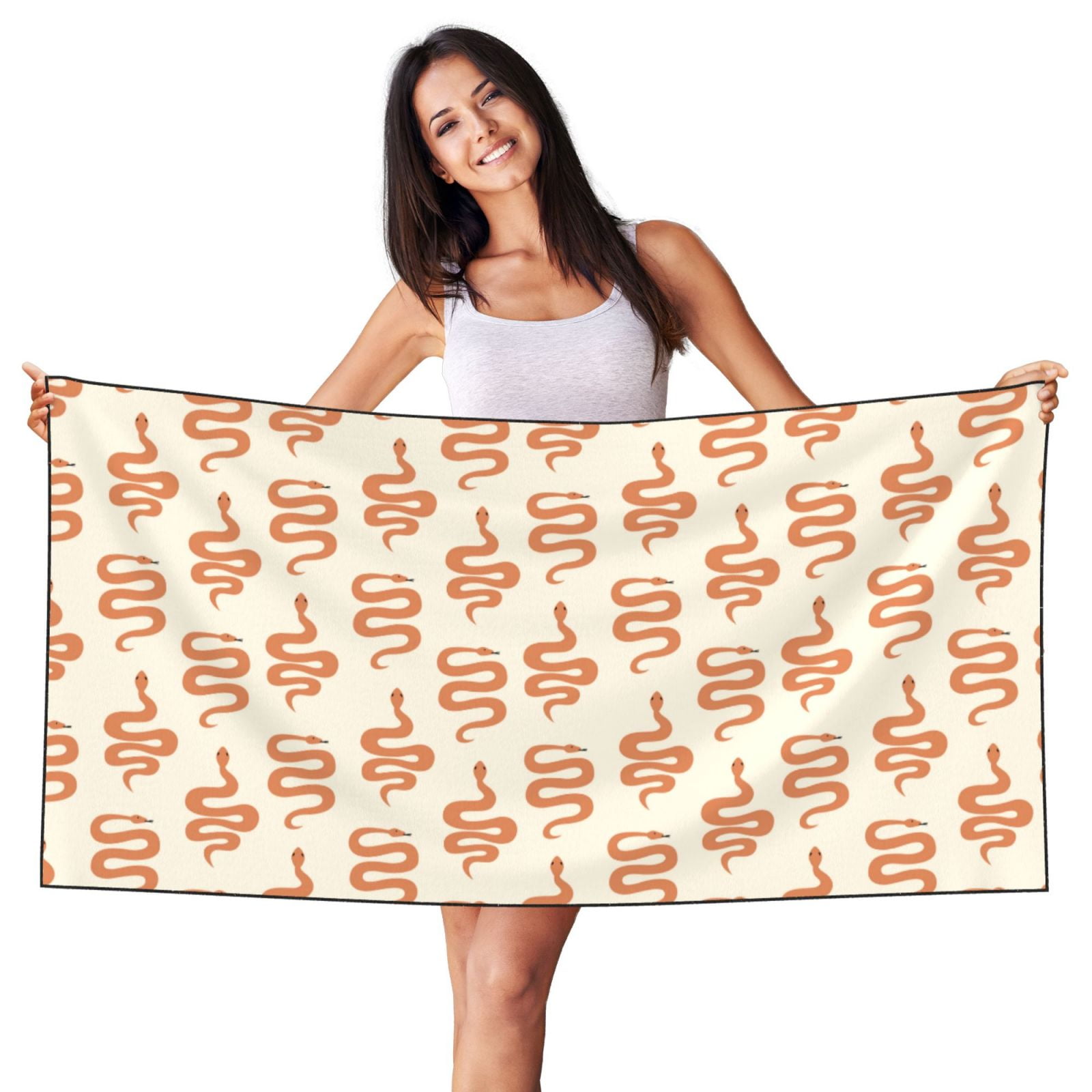 Sikiie Hand Drawn Snake Beach Towel for Women Men, Pool Bath Beach ...