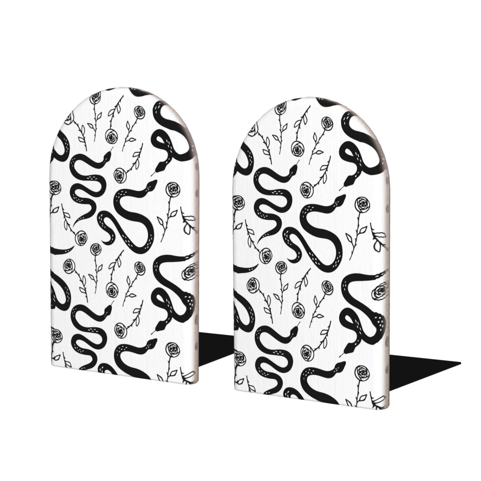 Sikiie Hand Drawn Snake Bookends 1 Pair, Wood Bookends for Shelves ...