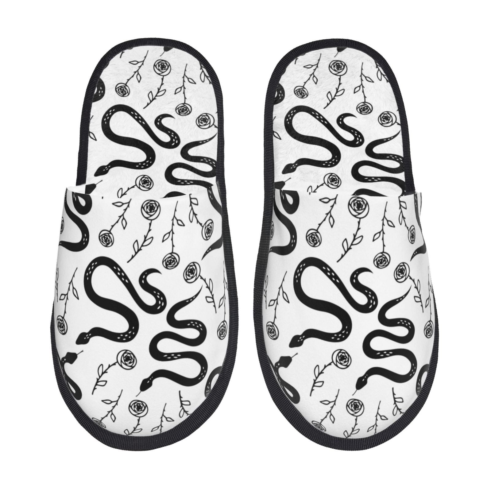 Sikiie Hand Drawn Snake Fuzzy Slip-on Slippers Warm Cozy Soft ...