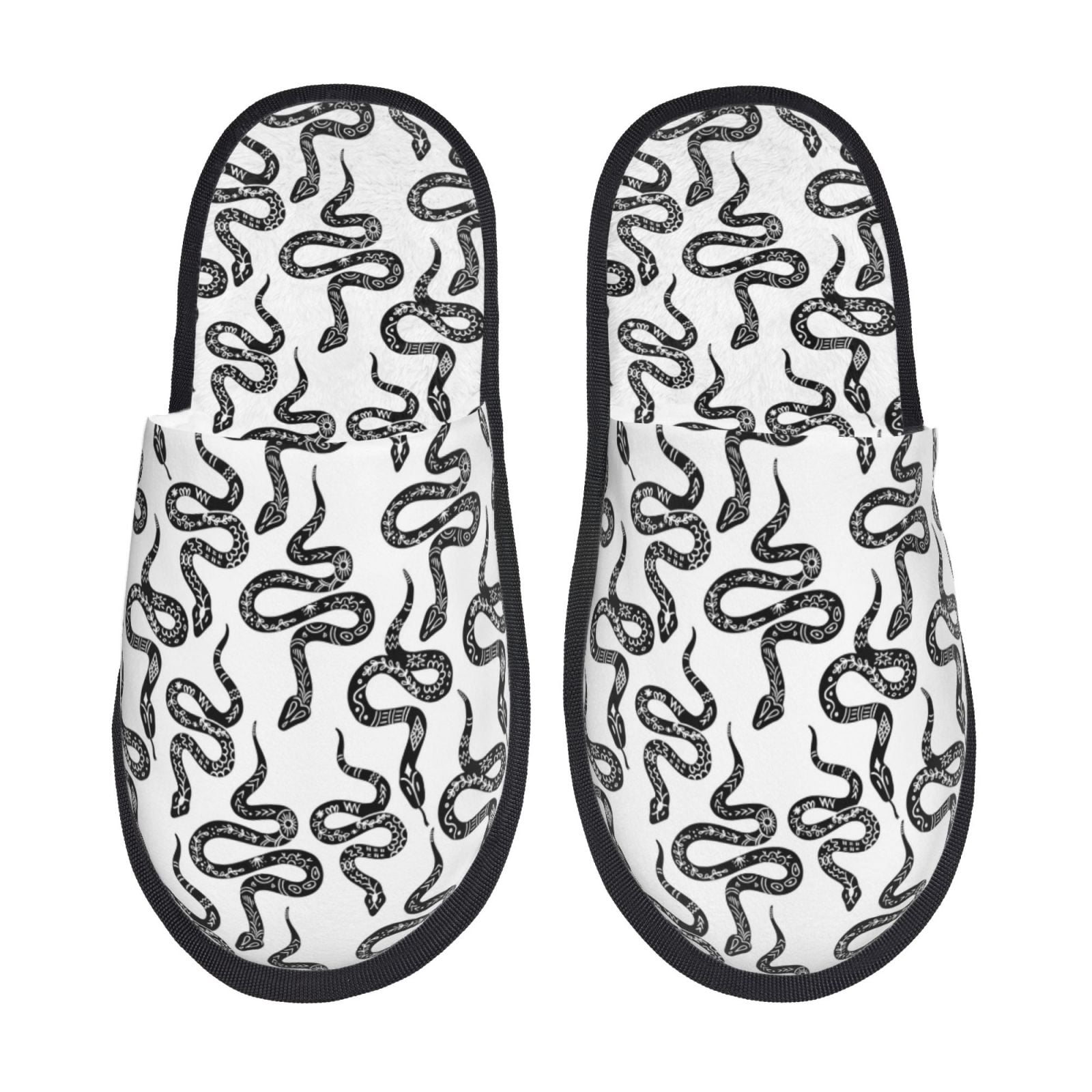 Sikiie Hand Drawn Snake Fuzzy Slip-on Slippers Warm Cozy Soft ...