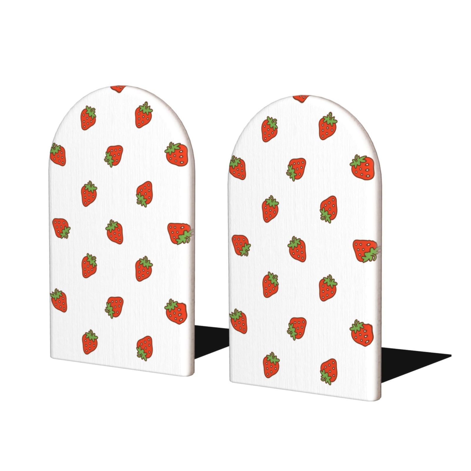Sikiie Hand Drawn Strawberry Bookends 1 Pair, Wood Bookends for Shelves ...