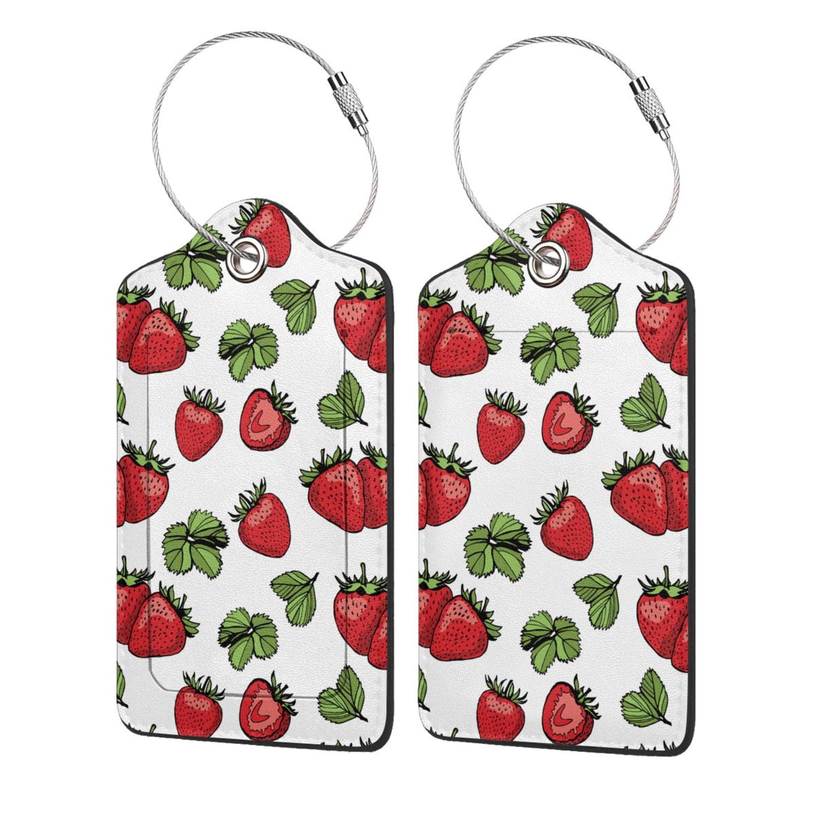 Sikiie Hand Drawn Strawberry Luggage Tag for Suitcase Leather Baggage ...