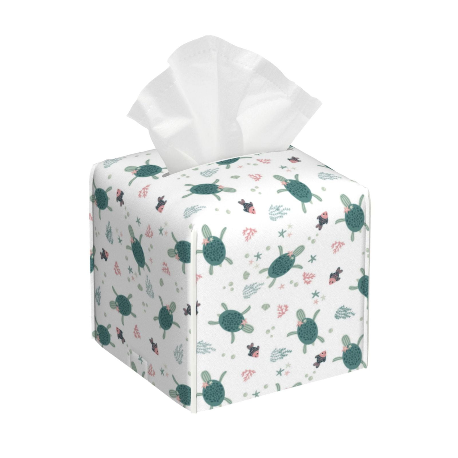 Sikiie Hand Drawn Turtle Leather Tissue Box Cover Square, tissue box ...