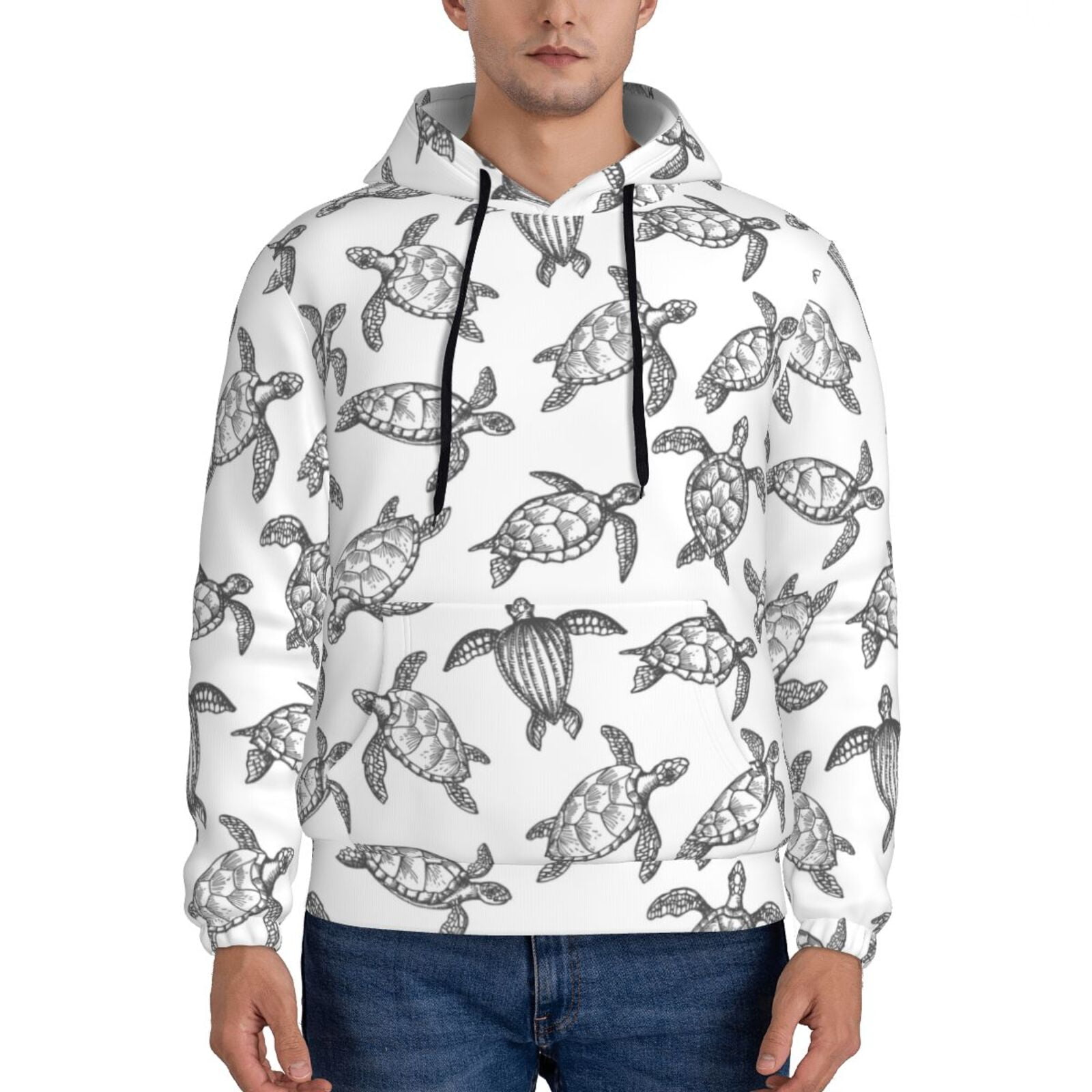 Sikiie Hand Drawn Turtle Men's Hoodie, Essentials Hoodie, Sweatshirt ...