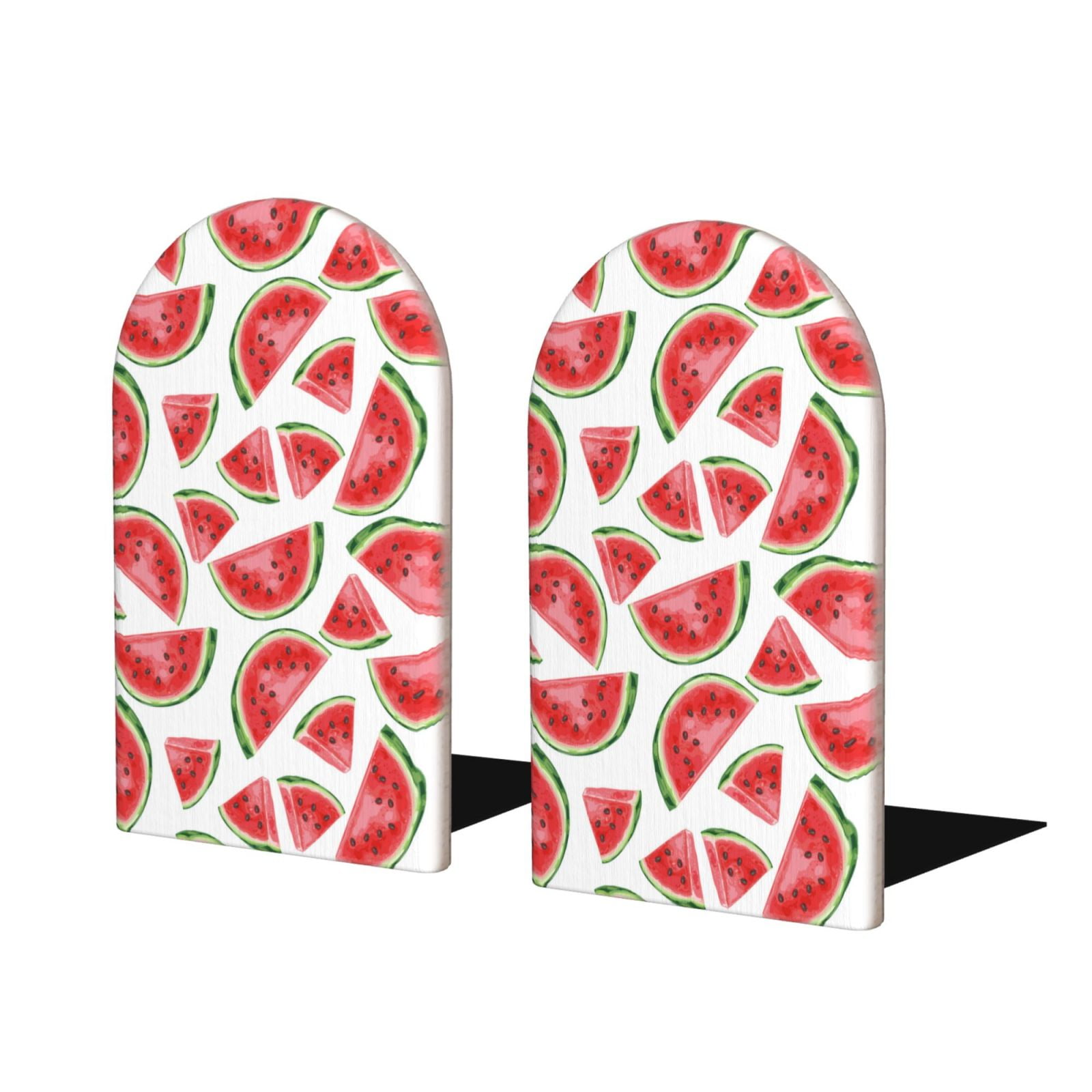 Sikiie Hand Drawn Watermelon Bookends 1 Pair, Wood Bookends for Shelves ...