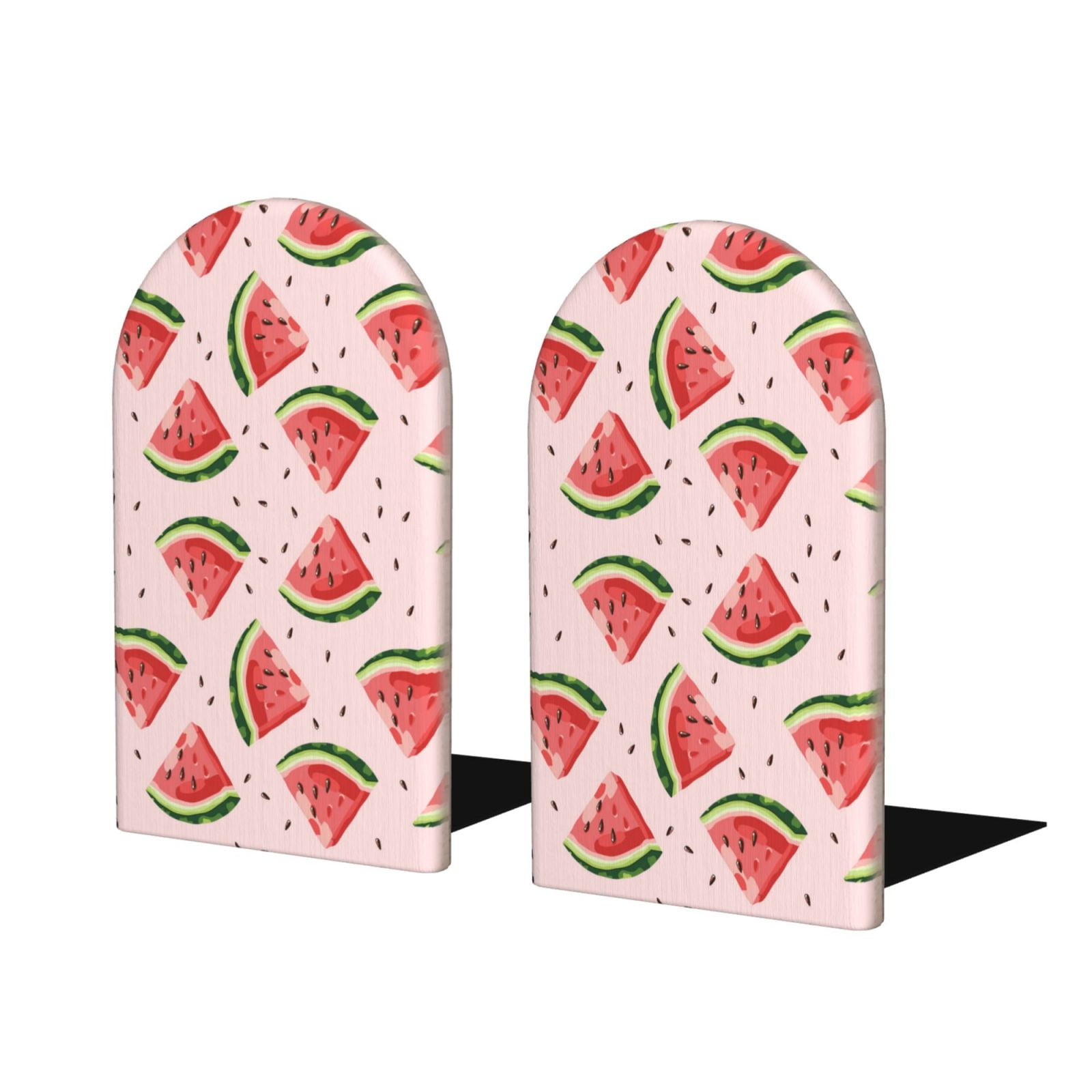 Sikiie Hand Drawn Watermelon Bookends 1 Pair, Wood Bookends for Shelves ...