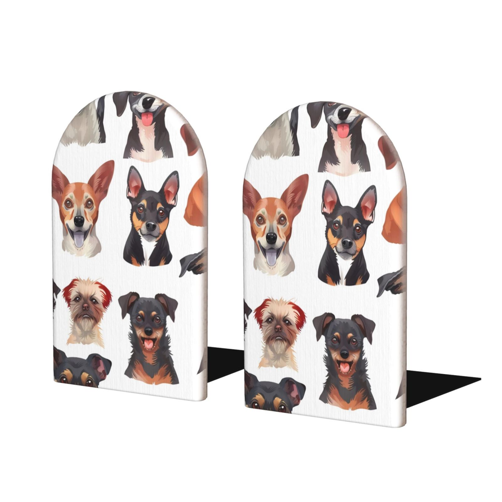 Sikiie Happy Dog Faces Collage Bookends 1 Pair, Wood Bookends for ...