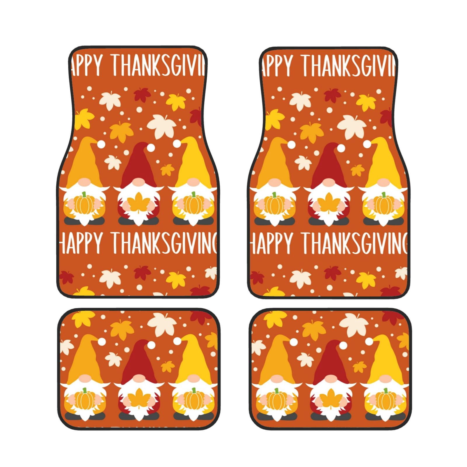 Sikiie Happy Thanksgiving Three Gnomes Car Foot Mat Set of 4 Pieces ...