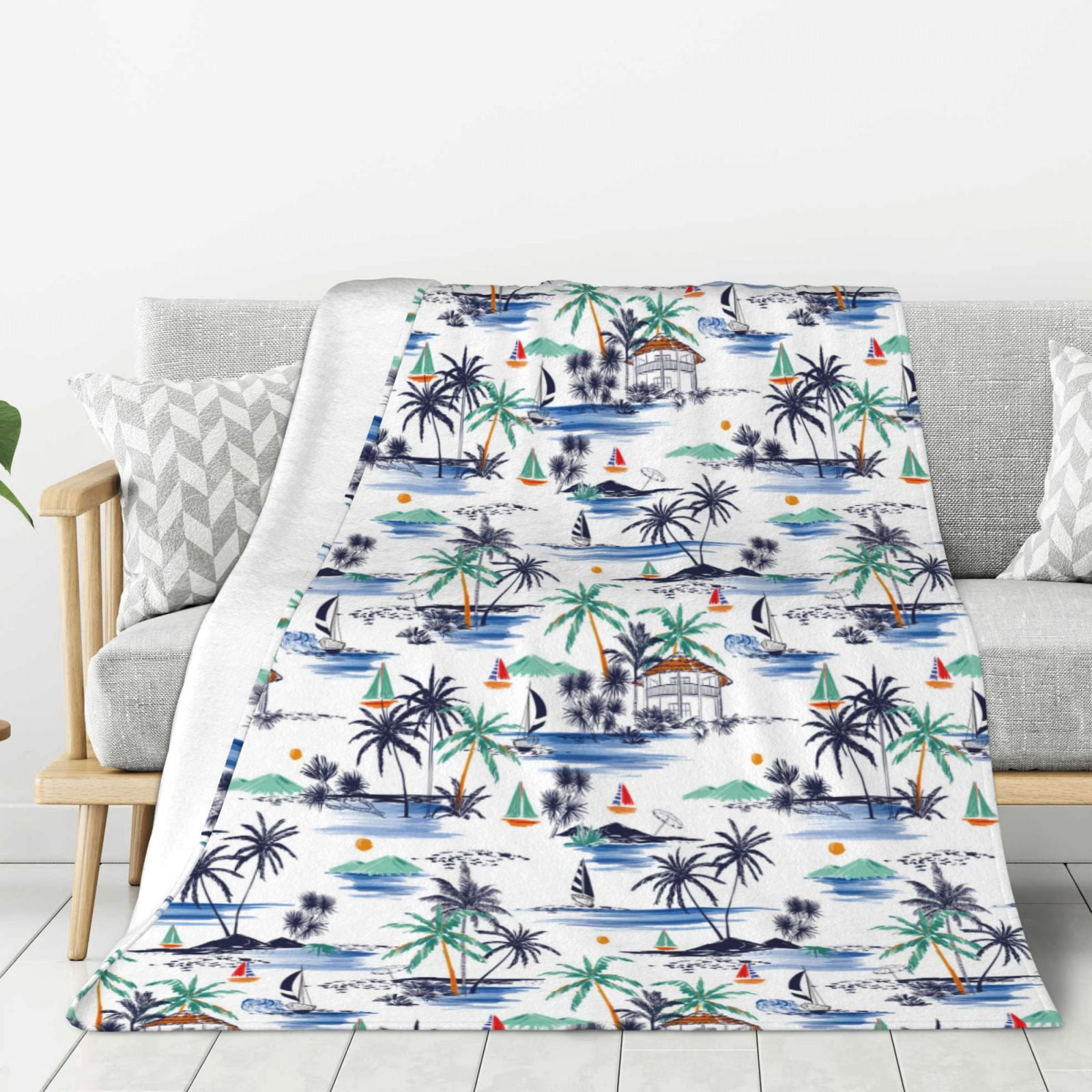 Sikiie Hawaii Palms Cozy Flannel Fleece Throw Blanket: Lightweight ...