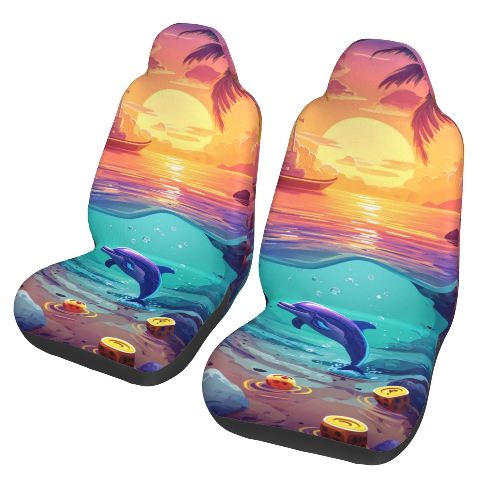 Sikiie Hawaiian Island Dolphin Car Seat Protector 2 Pack Car Seat ...