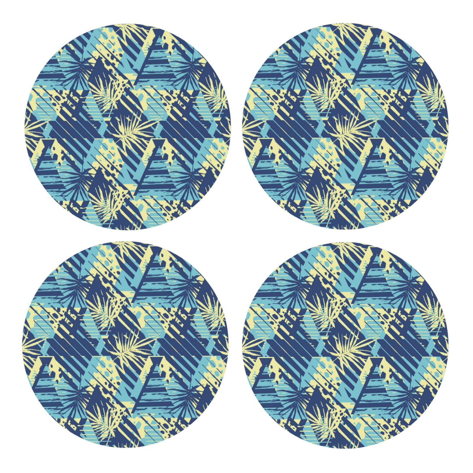 Sikiie Hawaiian Style MDF Cork Coaster 4 Pcs - Absorbent Beverage ...