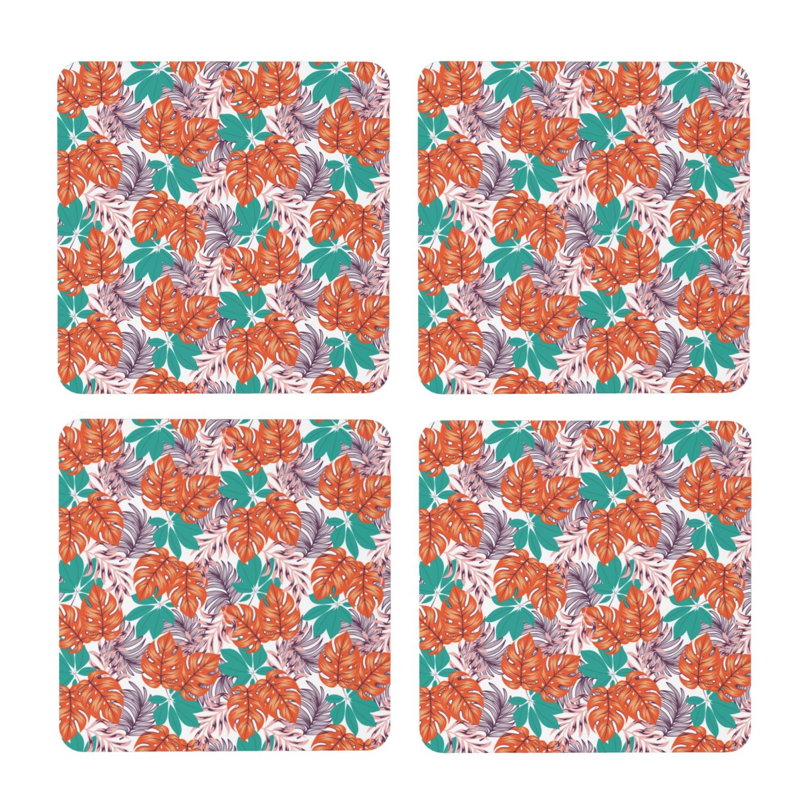 Sikiie Hawaiian Style MDF Cork Coaster 4 Pcs - Absorbent Beverage ...