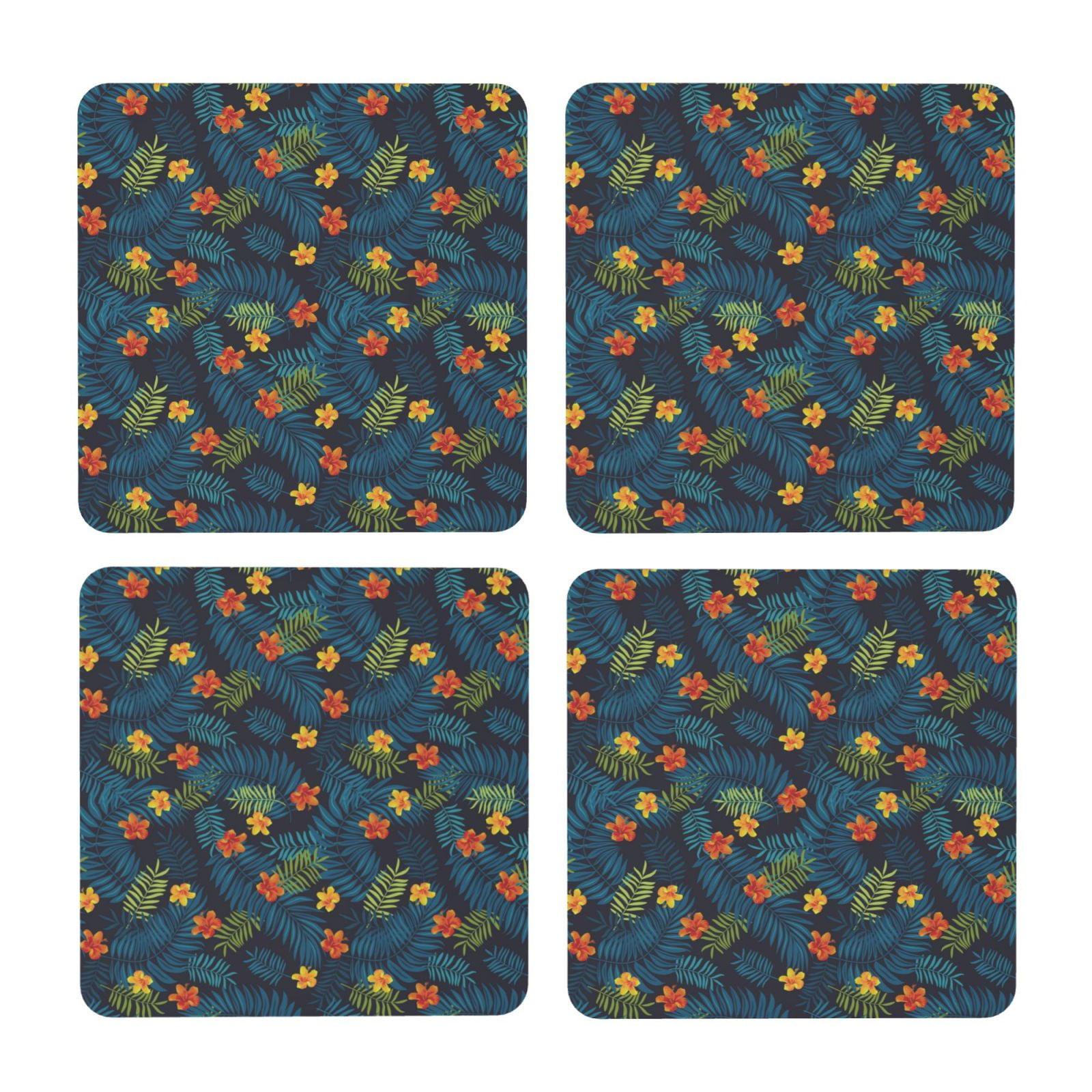 Sikiie Hawaiian Style MDF Cork Coaster 4 Pcs - Absorbent Beverage ...