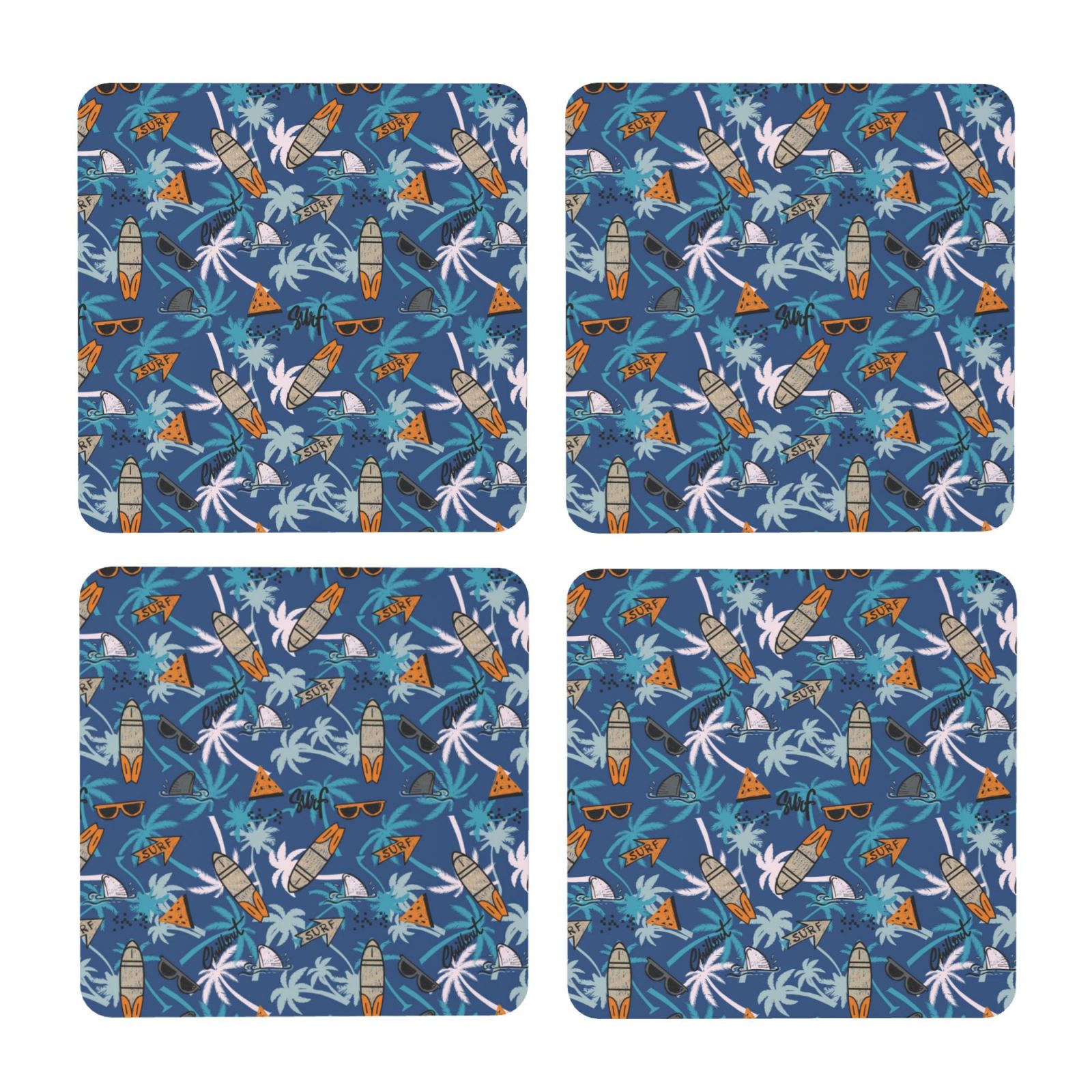 Sikiie Hawaiian Style MDF Cork Coaster 4 Pcs - Absorbent Beverage ...