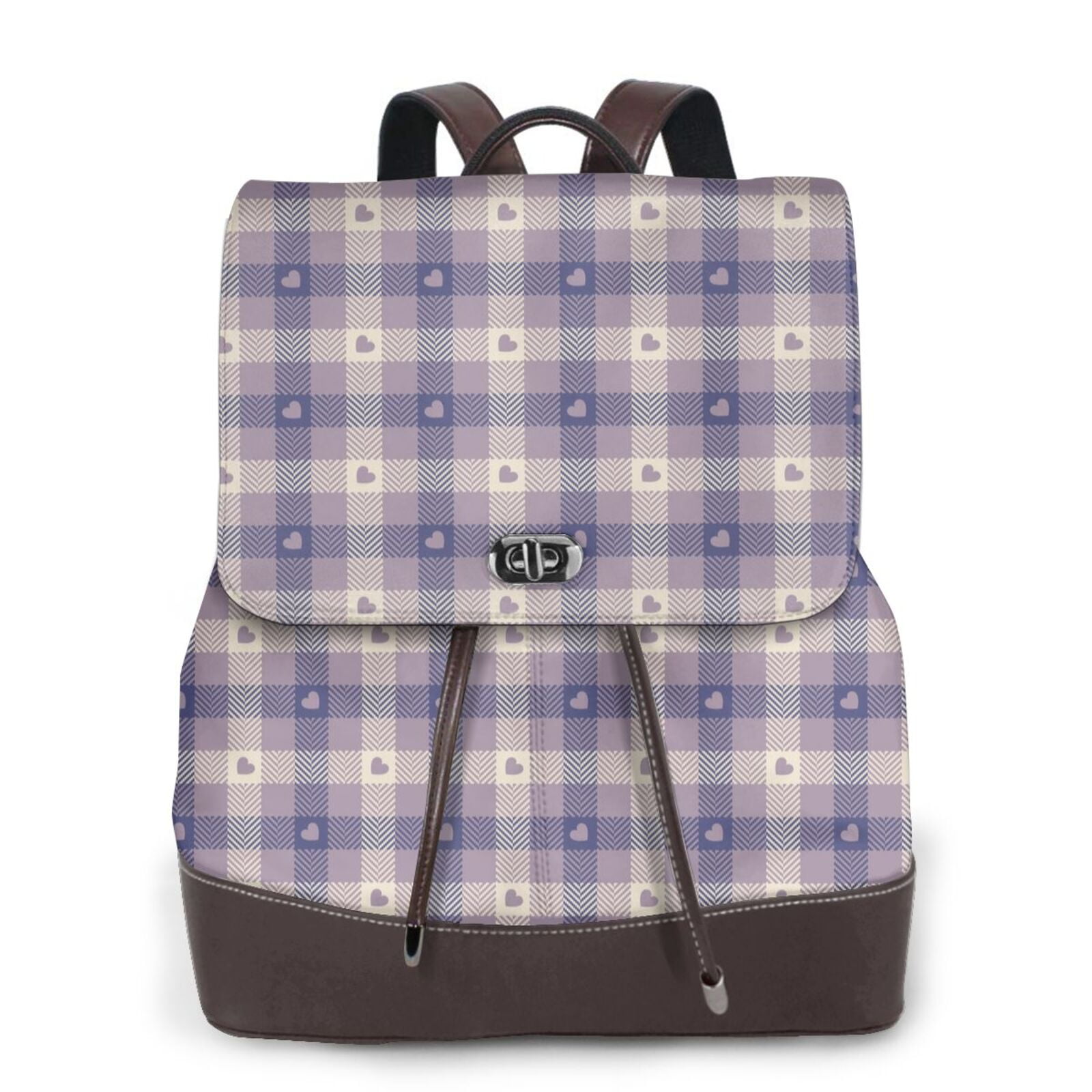 Sikiie Heart Check Plaid Women Genuine Leather Backpack Fashion ...