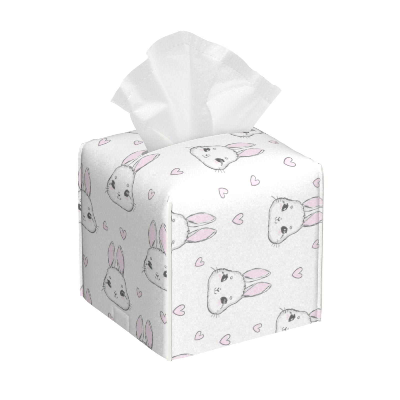 Sikiie Heart Rabbit Leather Tissue Box Cover Square, tissue box holder ...