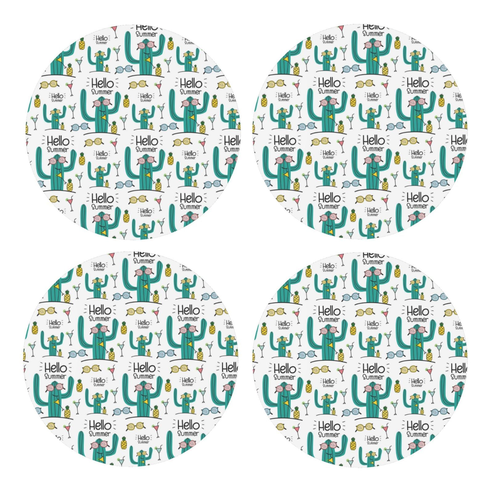 Sikiie Hello Summer MDF Cork Coaster 4 Pcs - Absorbent Beverage ...