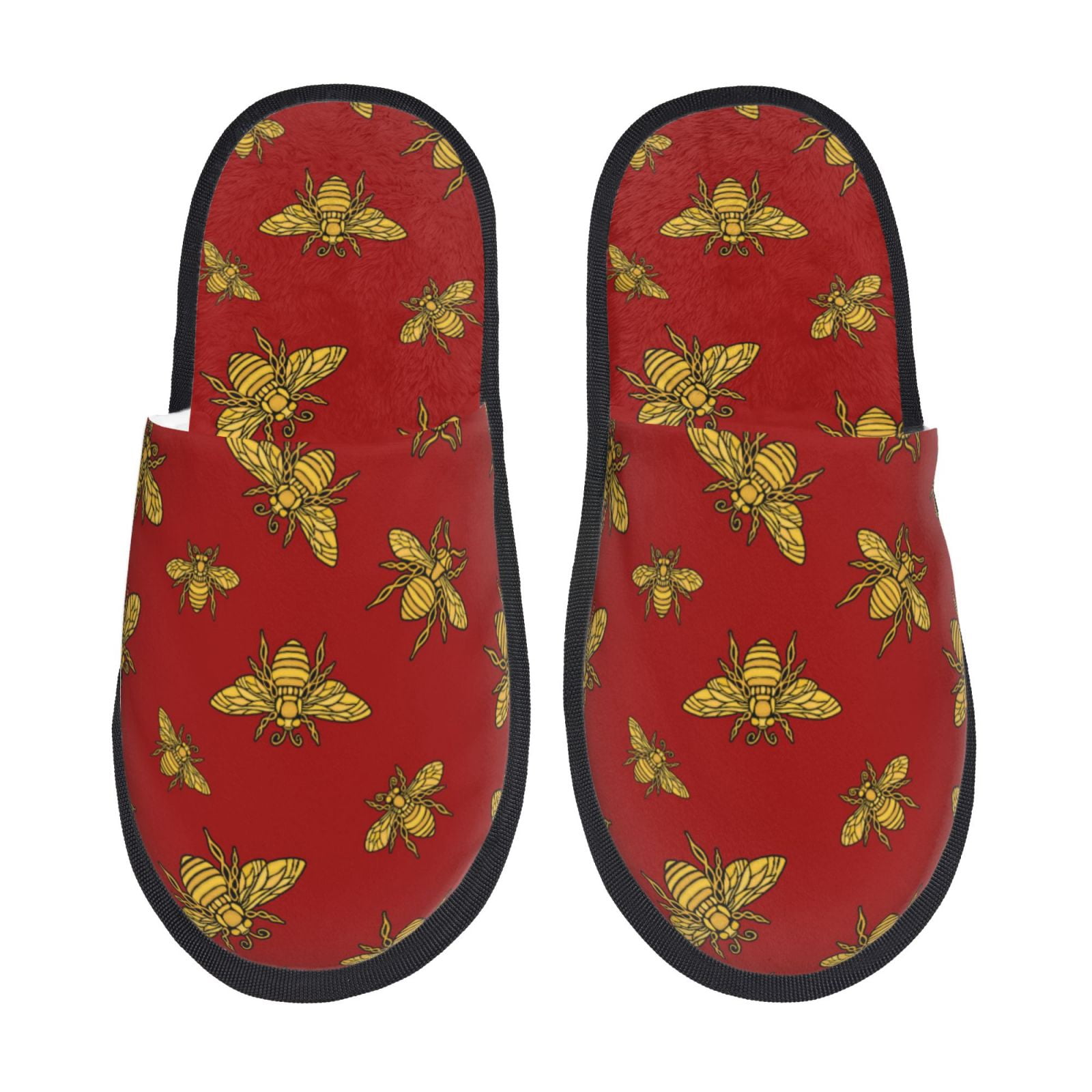 Sikiie Hohey Bee Golden Fuzzy Slip-on Slippers Warm Cozy Soft ...