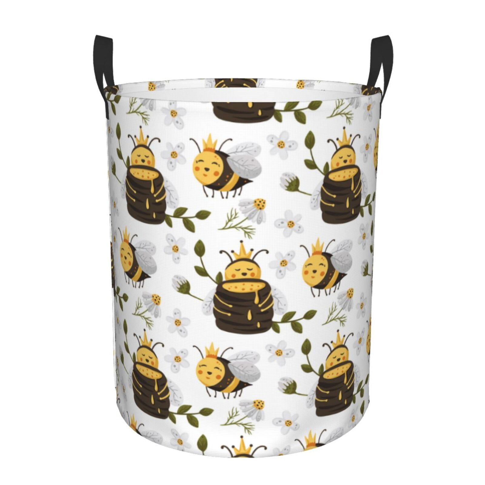 Sikiie Honey Bee Insect Print Round Dirty Clothes Basket, Waterproof ...