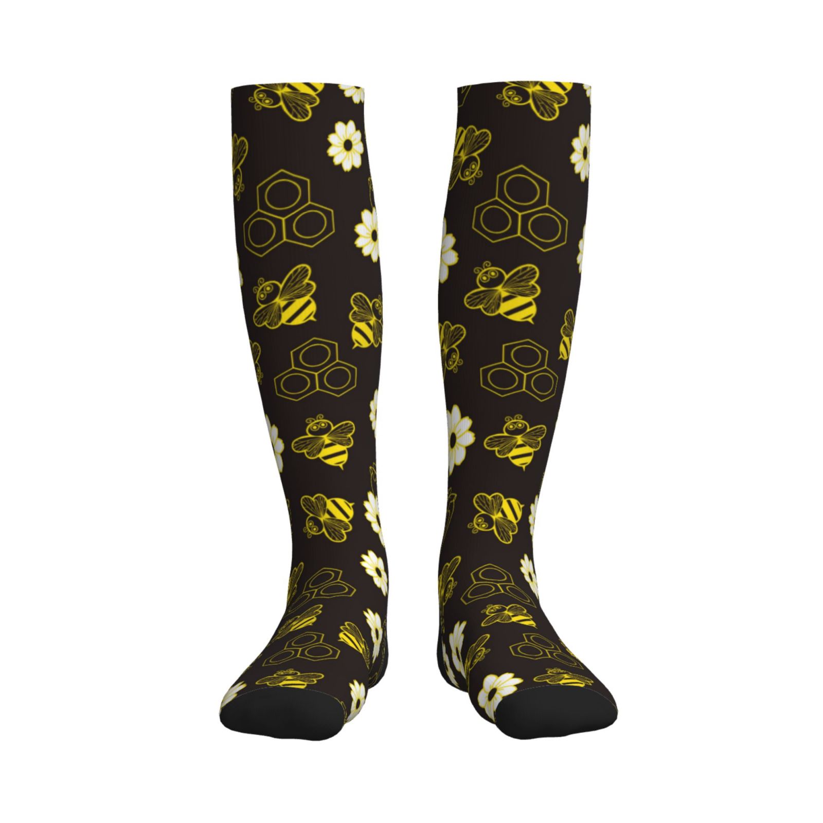 Sikiie Honey Bees With Flowers 1 Pairs Compression Socks for Men and ...
