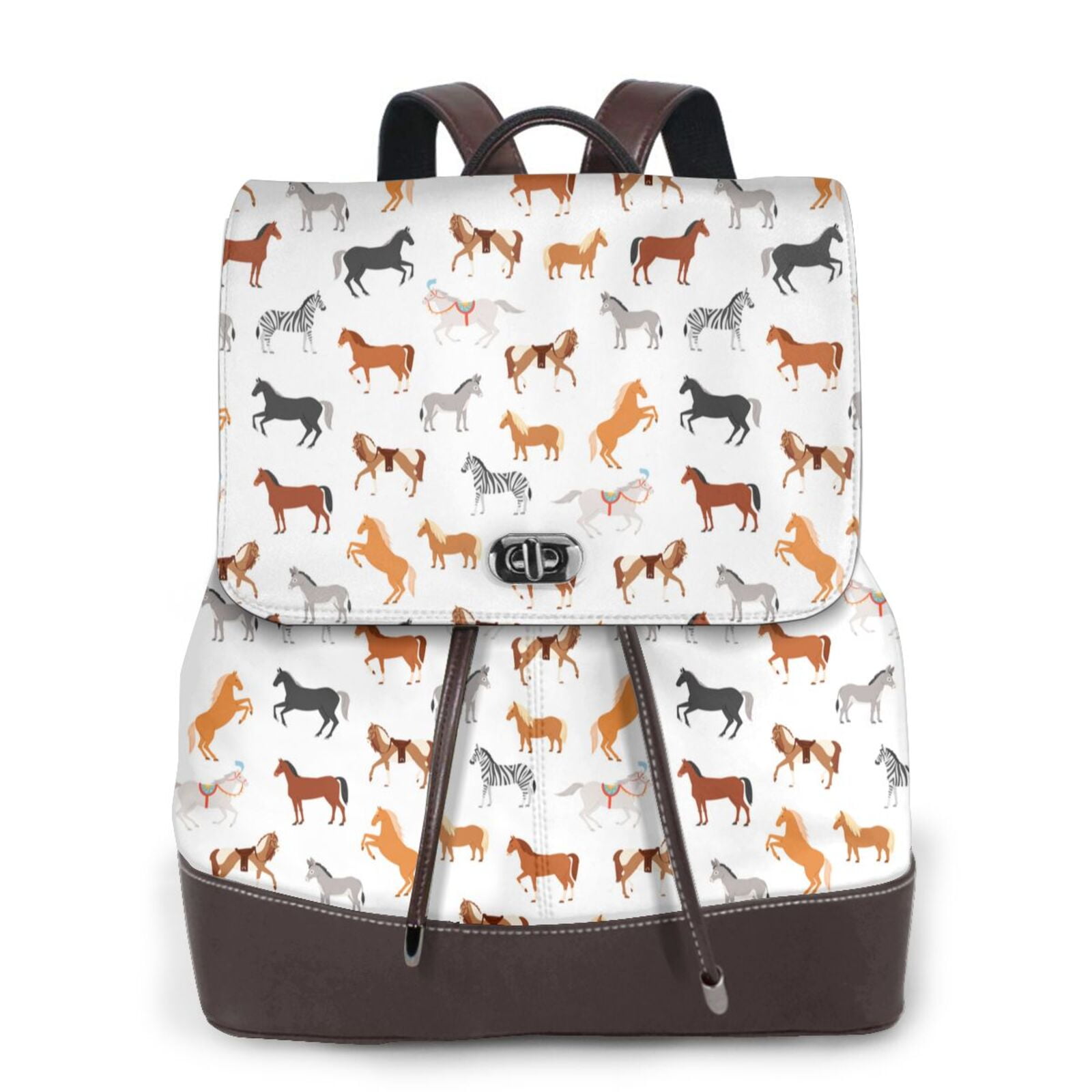 Sikiie Horses Women Genuine Leather Backpack Fashion Rucksack Daypack ...