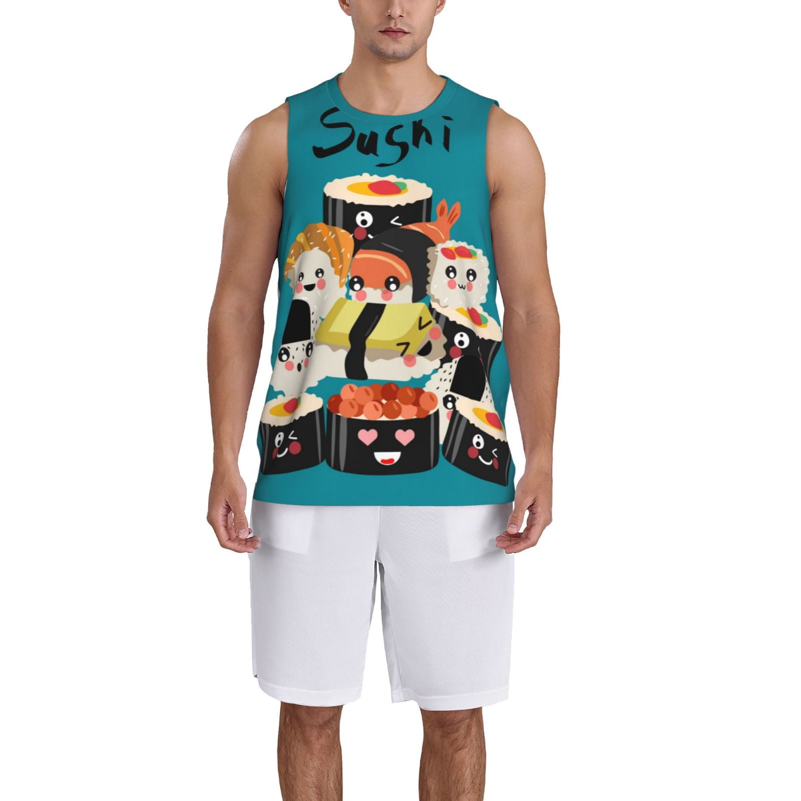 Sikiie I Love Sushi Basketball Jersey Reversible Men's Mesh Athletic ...