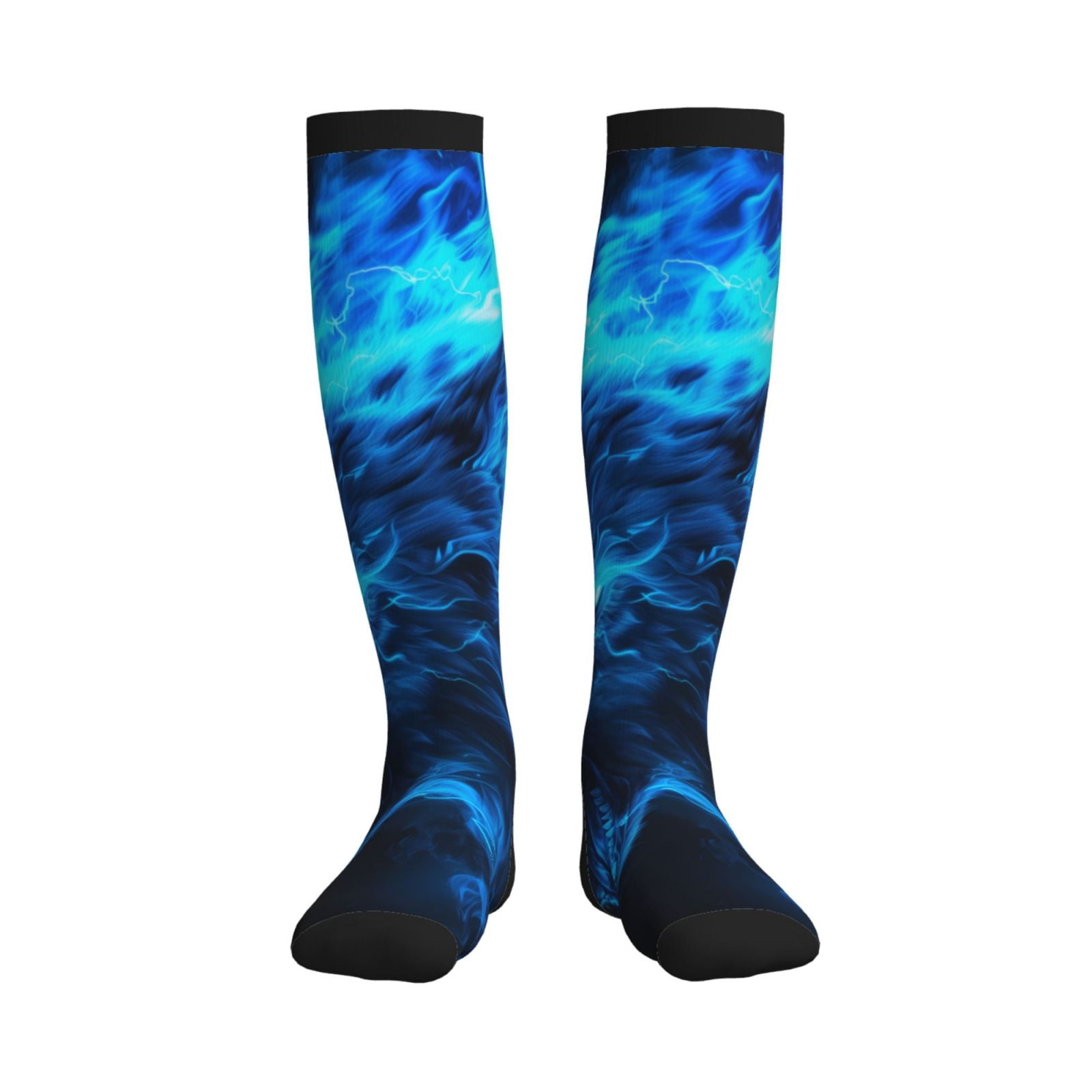 Sikiie Ice Blue Fire Wolf 1 Pairs Compression Socks for Men and Women ...