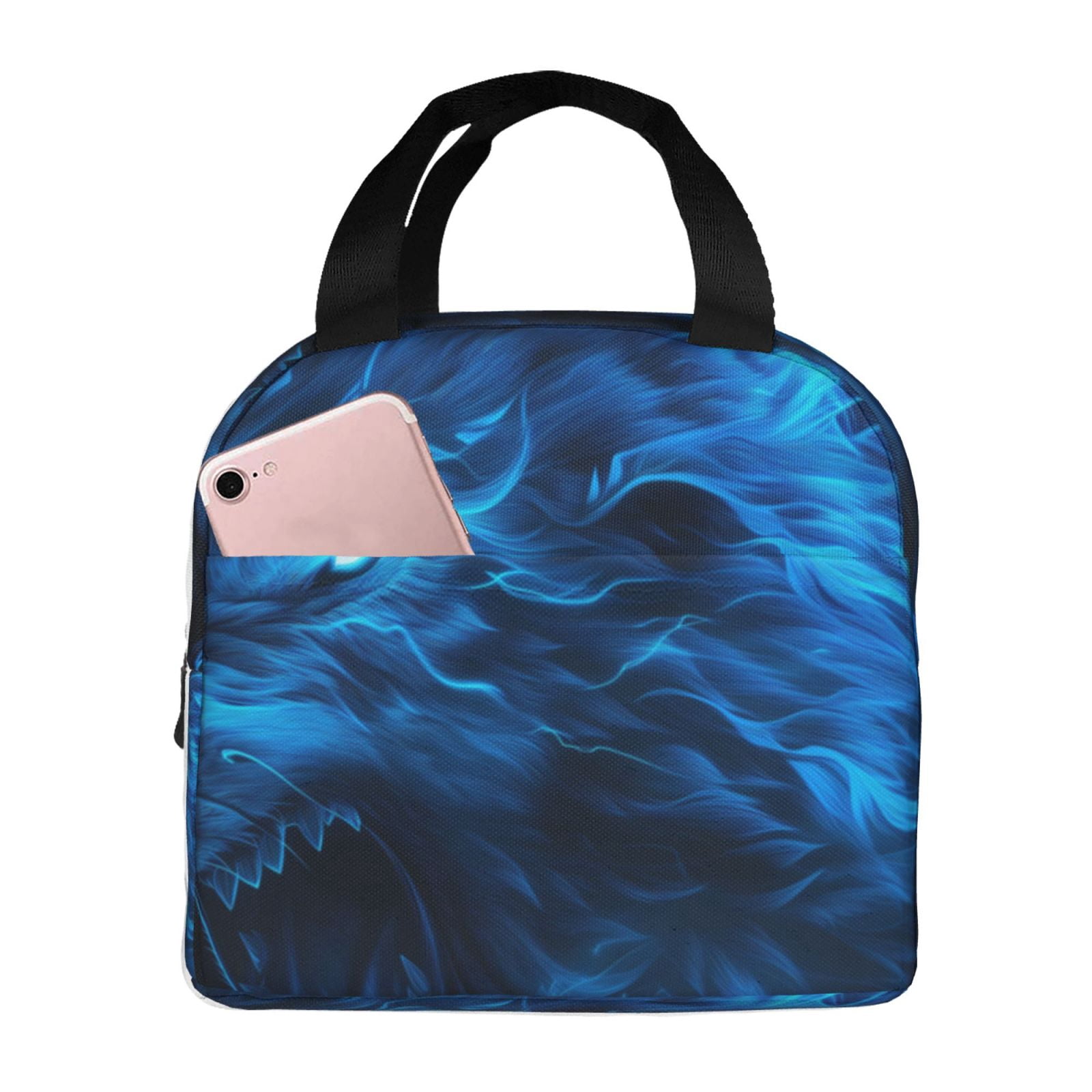 Sikiie Ice Blue Fire Wolf Lunch Bag for Women & Men Adult Insulated ...