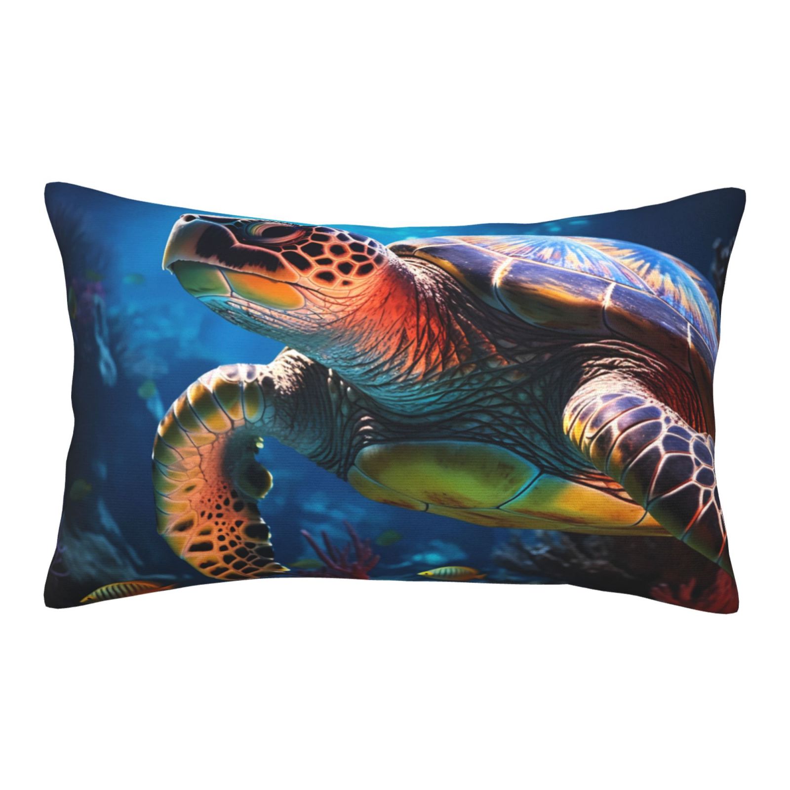 Sikiie Ice Blue Ocean Sea Turtle Print Plush Pillow Cover, Wrinkle ...