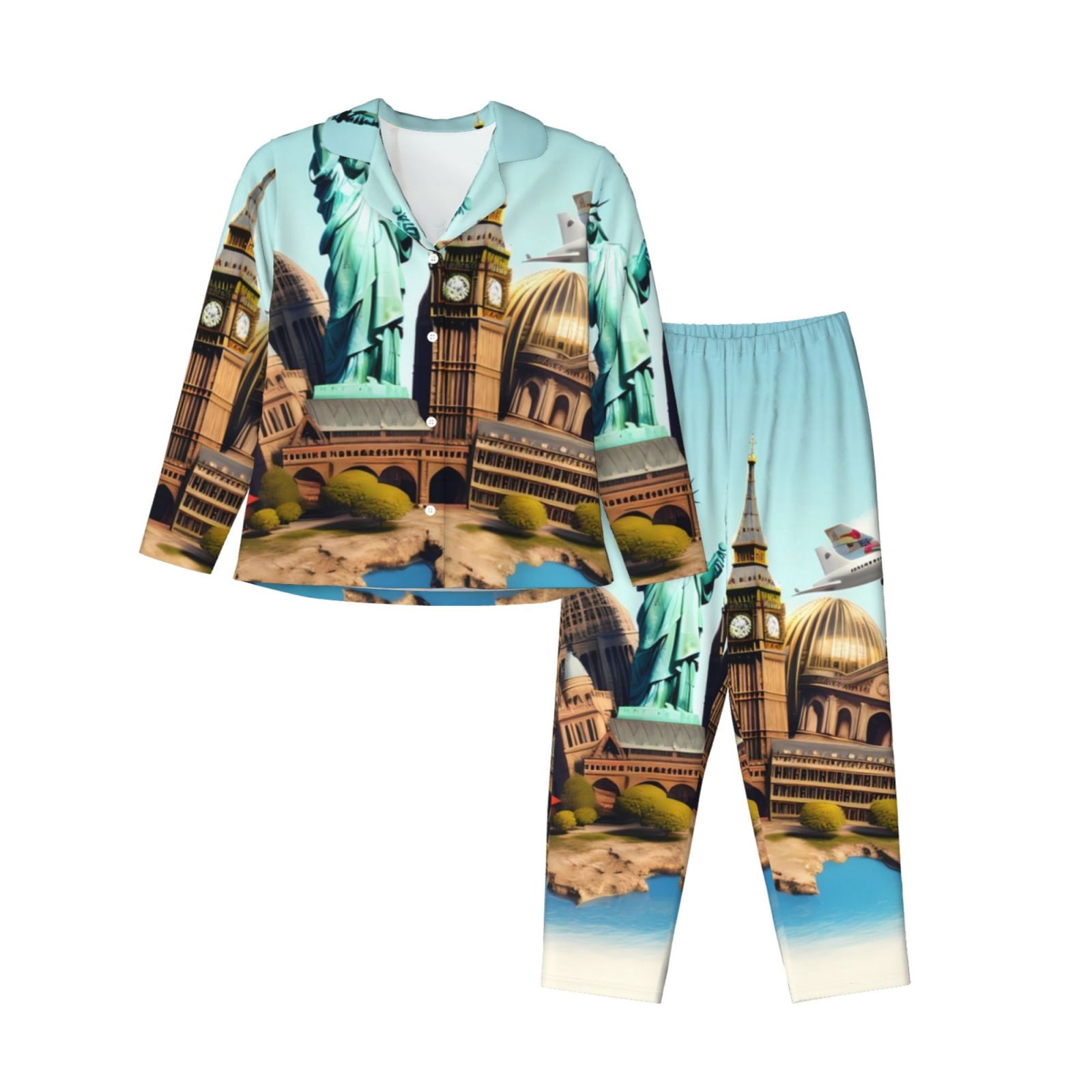 Sikiie Iconic Global Landmarks Pajamas for Women Set, Womens Pajama ...