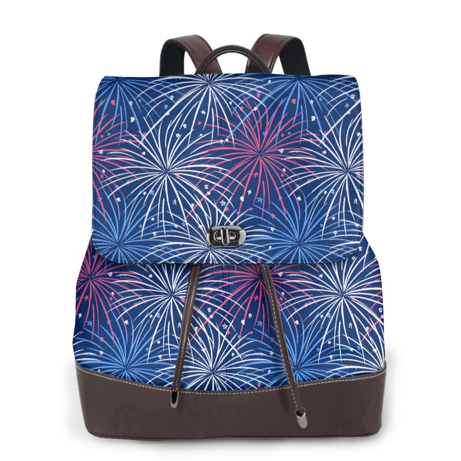 Sikiie Ireworks In The Night Sky Women Genuine Leather Backpack Fashion ...