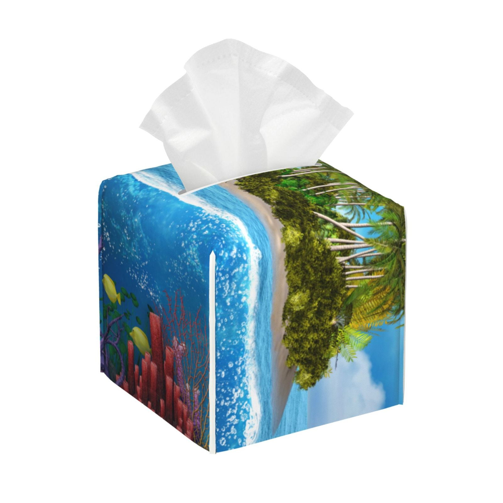 Sikiie Island And Coral Reef Leather Tissue Box Cover Square, tissue ...