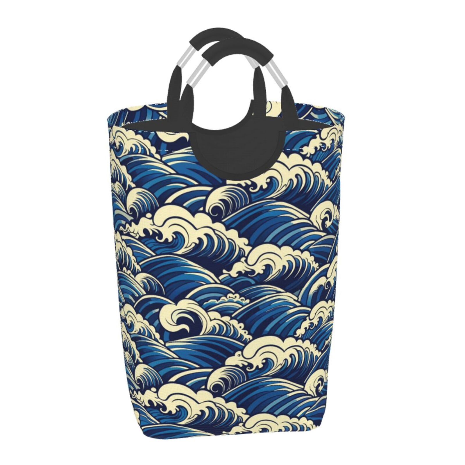Sikiie Japanese Water Wave Square Laundry Bag Large Collapsible Dirty ...