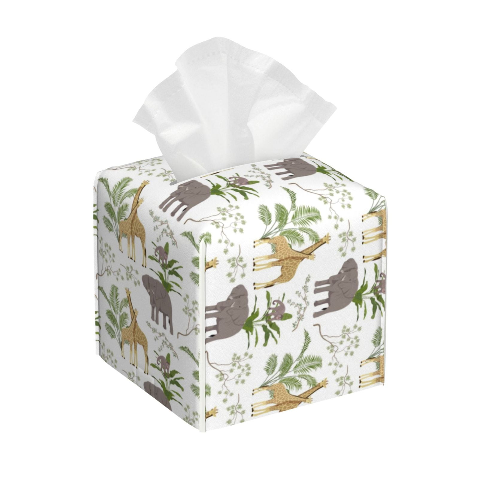 Sikiie Jungle Animal Leather Tissue Box Cover Square, tissue box holder ...