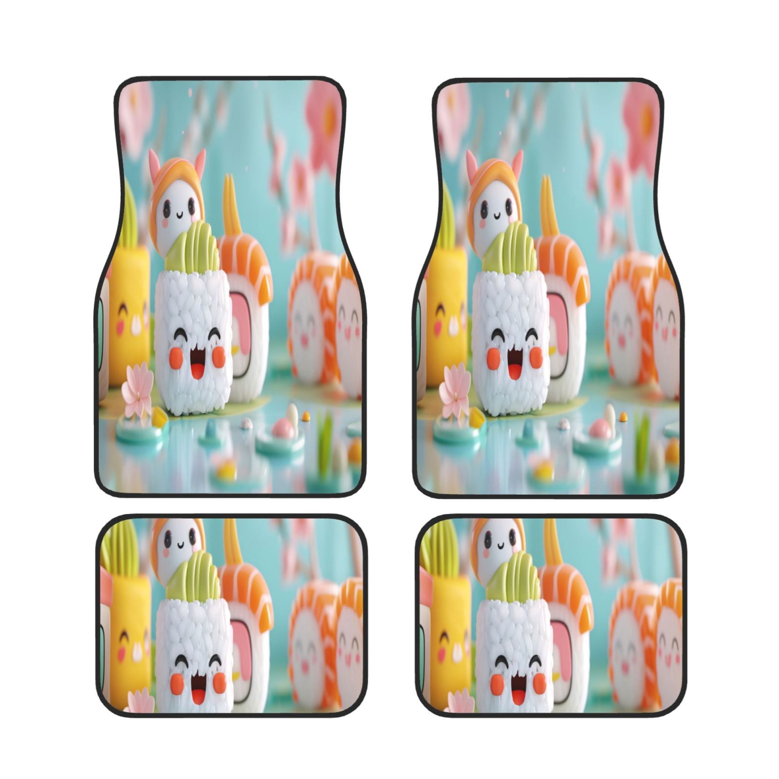 Sikiie Kawaii Sushi Characters Delight Car Foot Mat Set of 4 Pieces ...