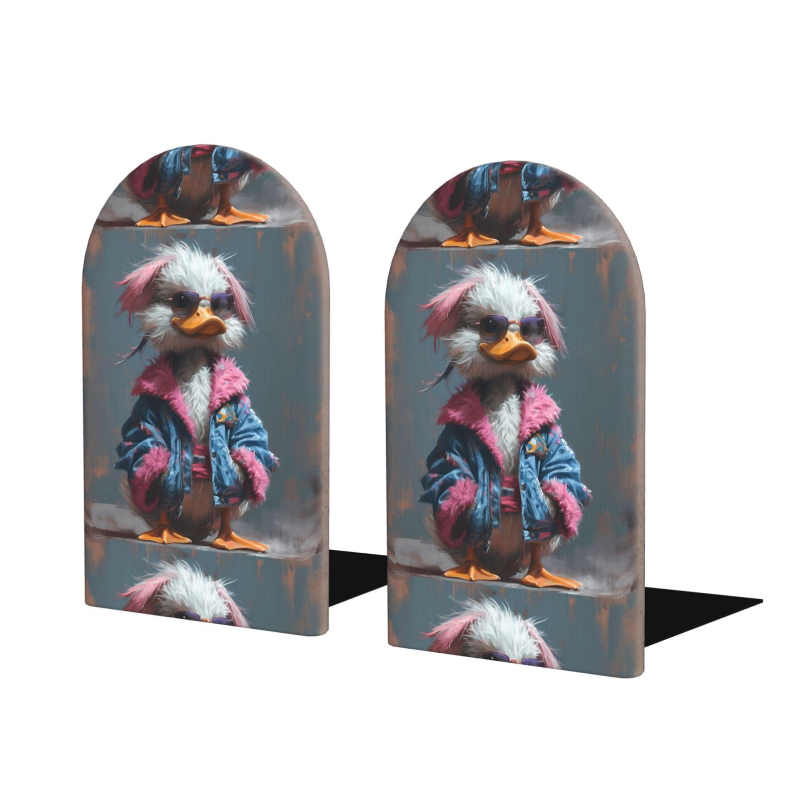 Sikiie Lady Duck Bookends 1 Pair, Wood Bookends for Shelves, Book Ends ...